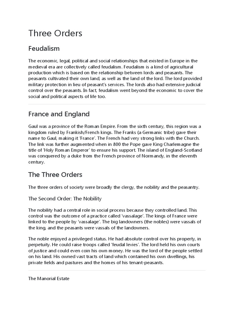 The Three Orders | PDF | Crop Rotation | Feudalism
