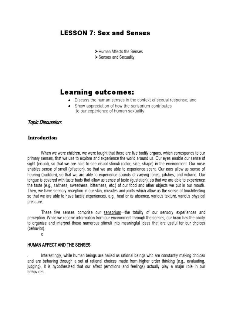 Lesson 7-Sex and Senses | PDF | Senses | Olfaction