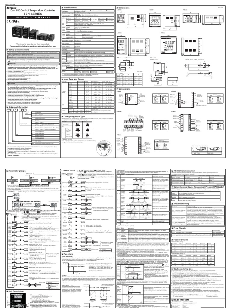 TZN Series: Dual PID Control Temperature Controller | PDF | Electrical ...