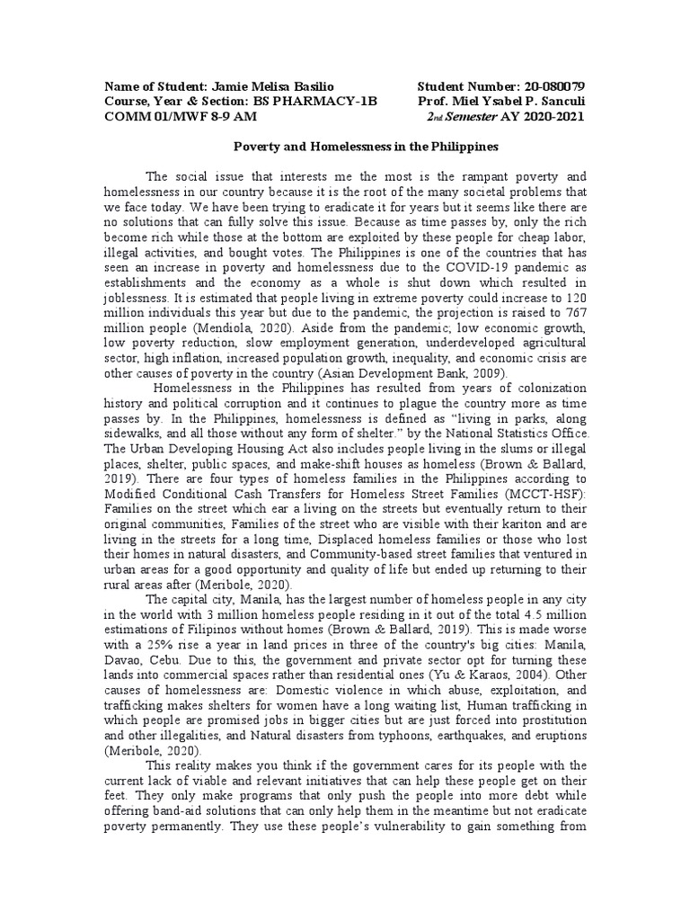 BasilioJ - Assignment - Poverty and Homelessness in The Philippines ...