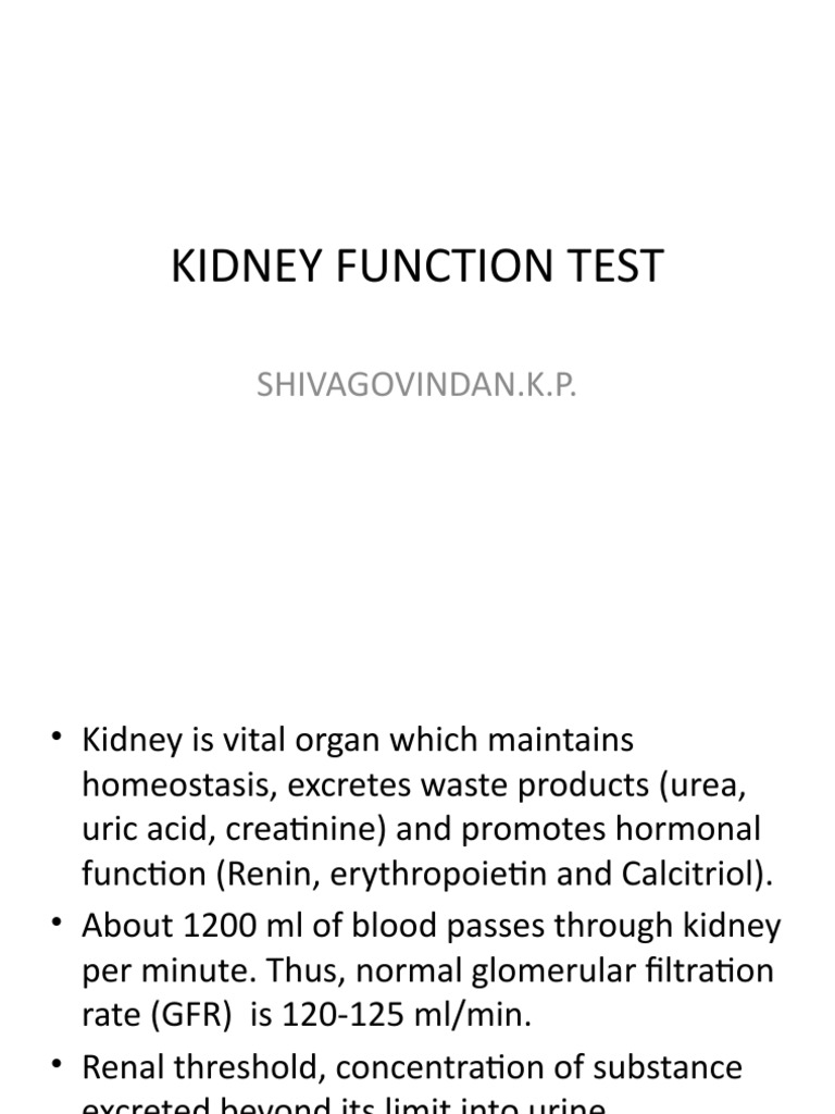 Kidney Function Test | PDF