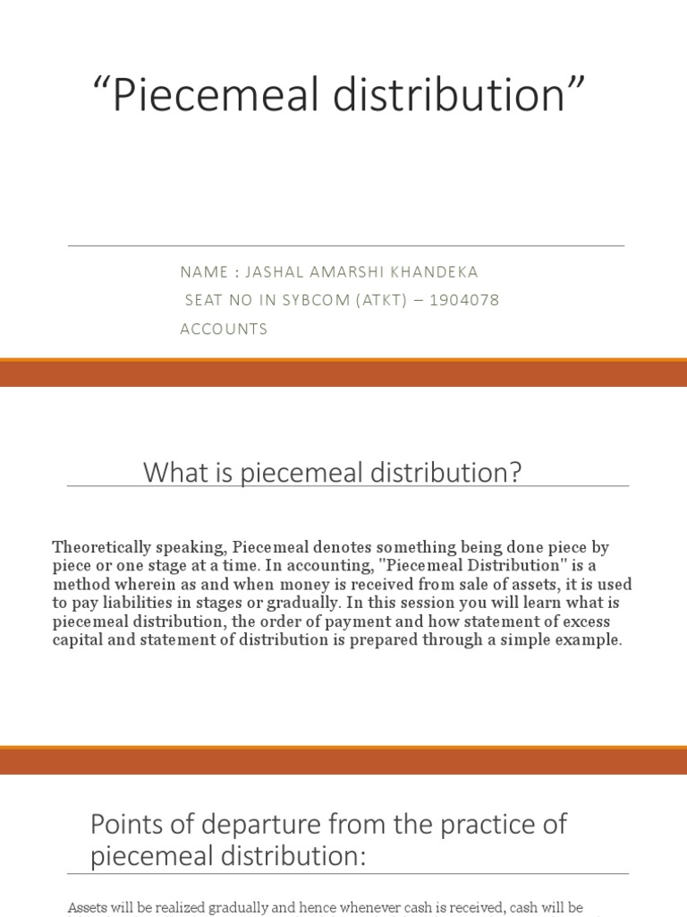 Piecemeal Distribution | PDF