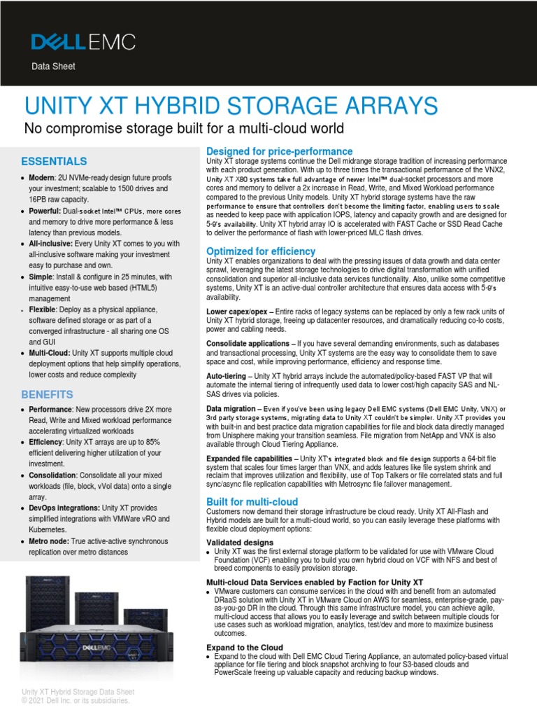 h17716 Dell Emc Unity XT Hybrid Family Ds | PDF | Cloud Computing | Replication (Computing)