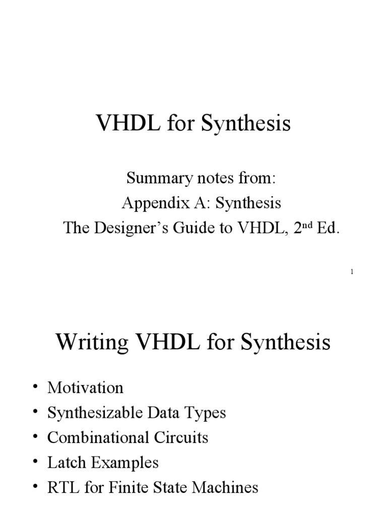 VHDL Synthesis Guidelines and Examples | PDF | Data Type | Vhdl