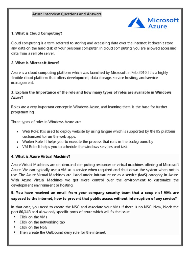 Azure Interview Questions and Answers: 4. What Is Azure Virtual Machine ...
