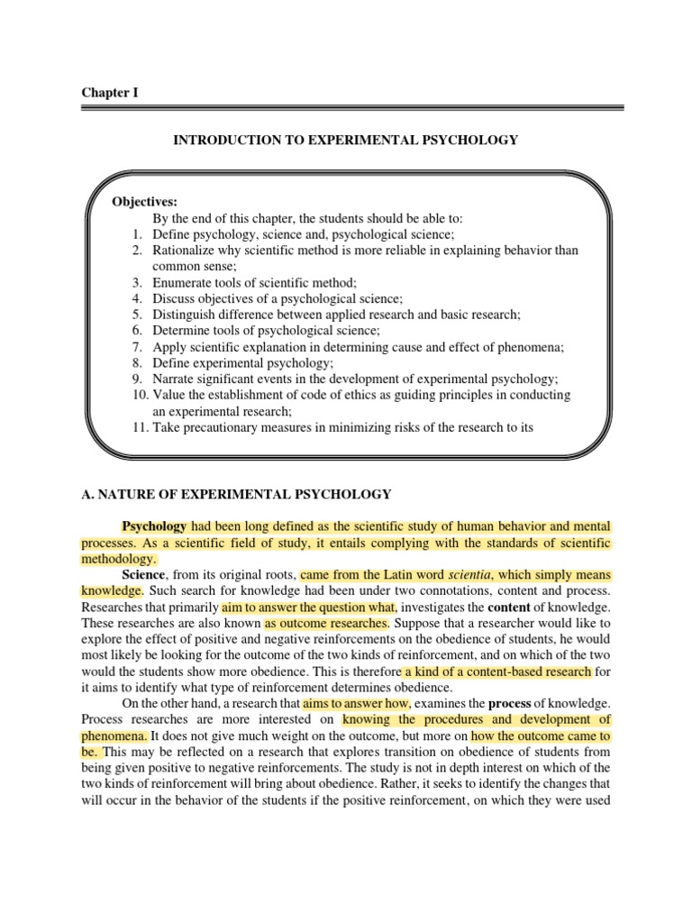 Introduction to Experimental Psychology | PDF | Psychology | Science