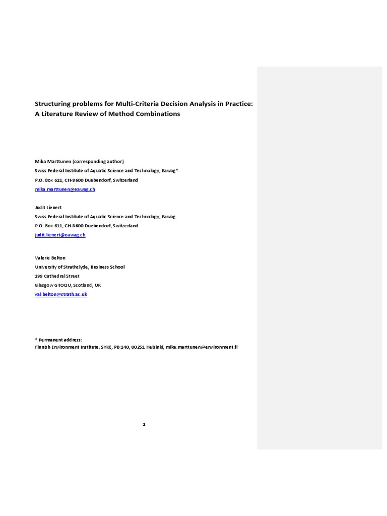 Structuring - Problems - For - Multi - Criteria - Decision - Analysis SWOT-MCDA | PDF | Decision ...