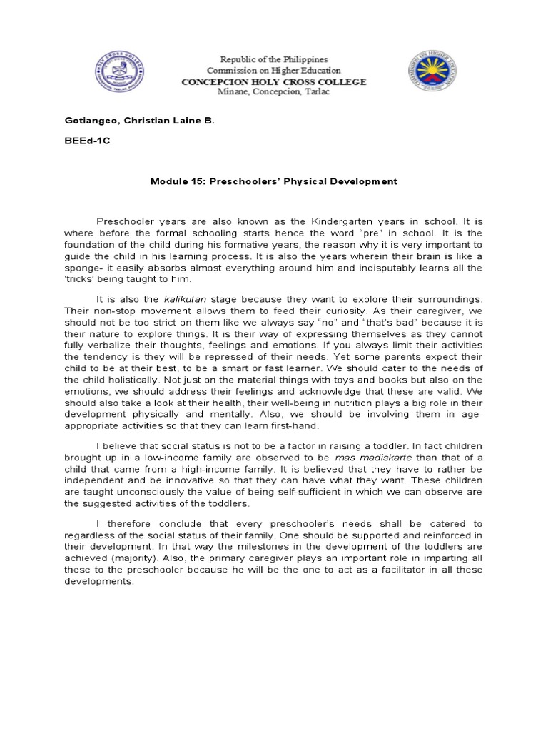 Gotiangco, Christian Laine B. Beed-1C | PDF | Preschool | Toddler