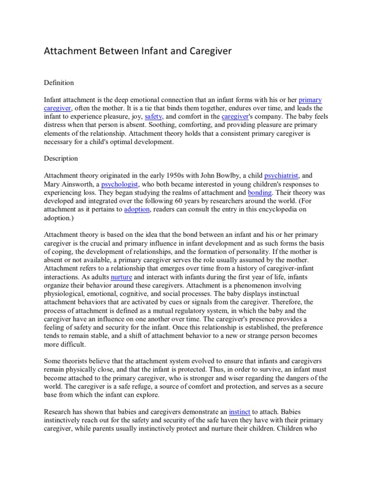 Attachment Between Infant and Caregiver | PDF | Attachment Theory ...