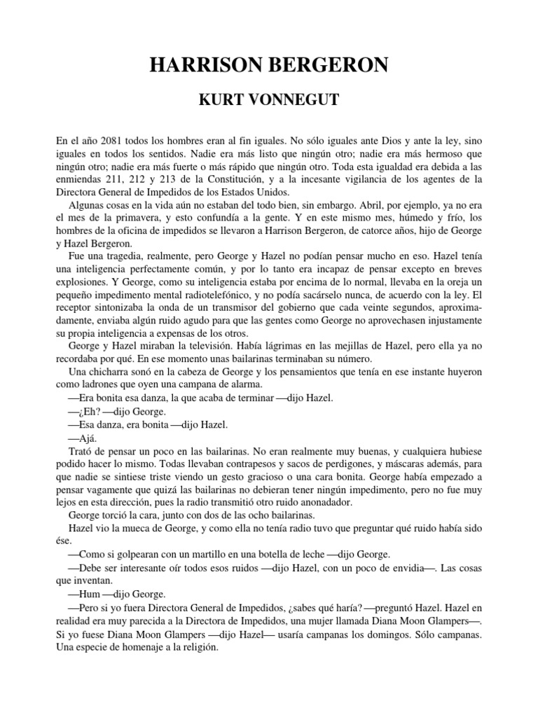 Vonnegut, Kurt - Harrison Bergeron | PDF