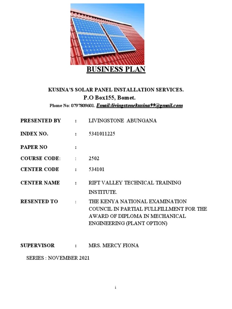 BUSINESS PLAN SOLAR PANEL Final | PDF | Income Statement | Expense