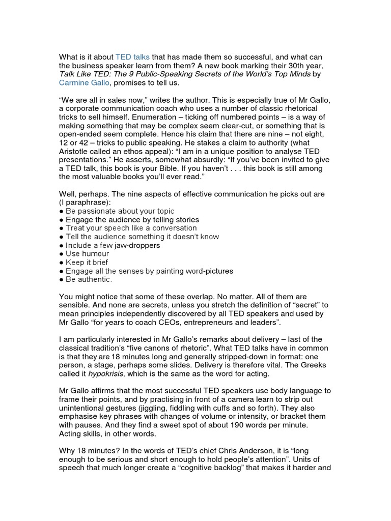 Talk Like TED: The 9 Public-Speaking Secrets of The World's Top Minds ...