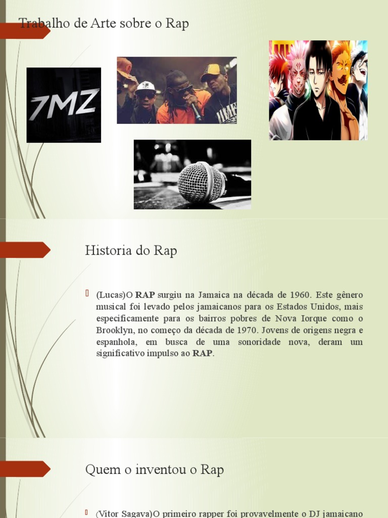 Trabalho de Arte Rap | PDF | Música hip hop | Rhythm And Blues