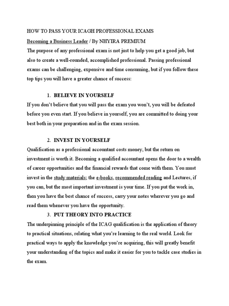 How To Pass Your Icagh Professional Exams | PDF | Behavior Modification ...