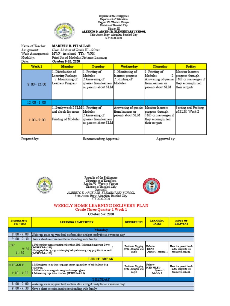 Grade 3 weekly home learning plan | PDF