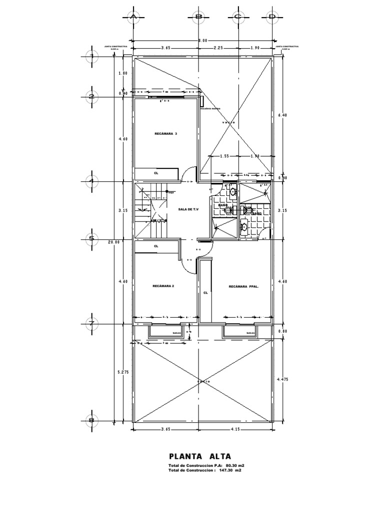 Plano de Casa 2 Pisos 3 Dormitorios CAD Modelo1 | PDF