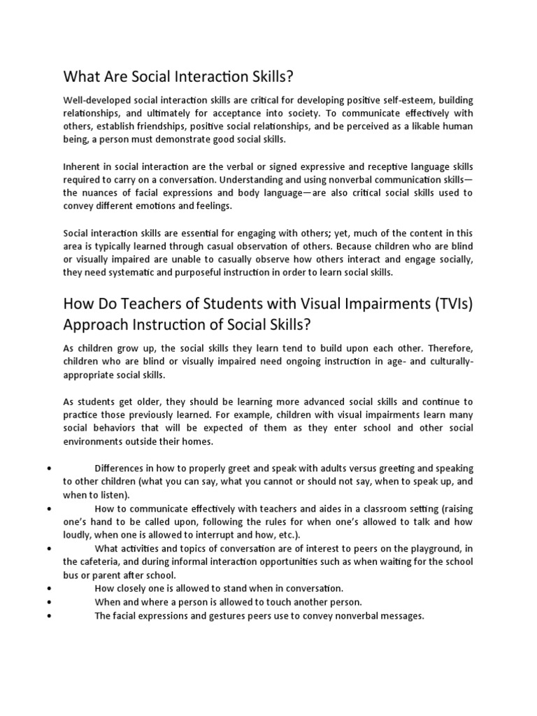 What Are Social Interaction Skills | PDF | Social Skills | Teachers