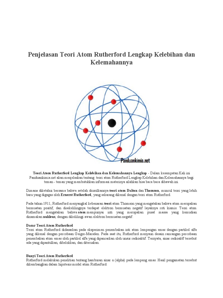 Penjelasan Teori Atom Rutherford Lengkap Kelebihan Dan Kelemahannya | PDF