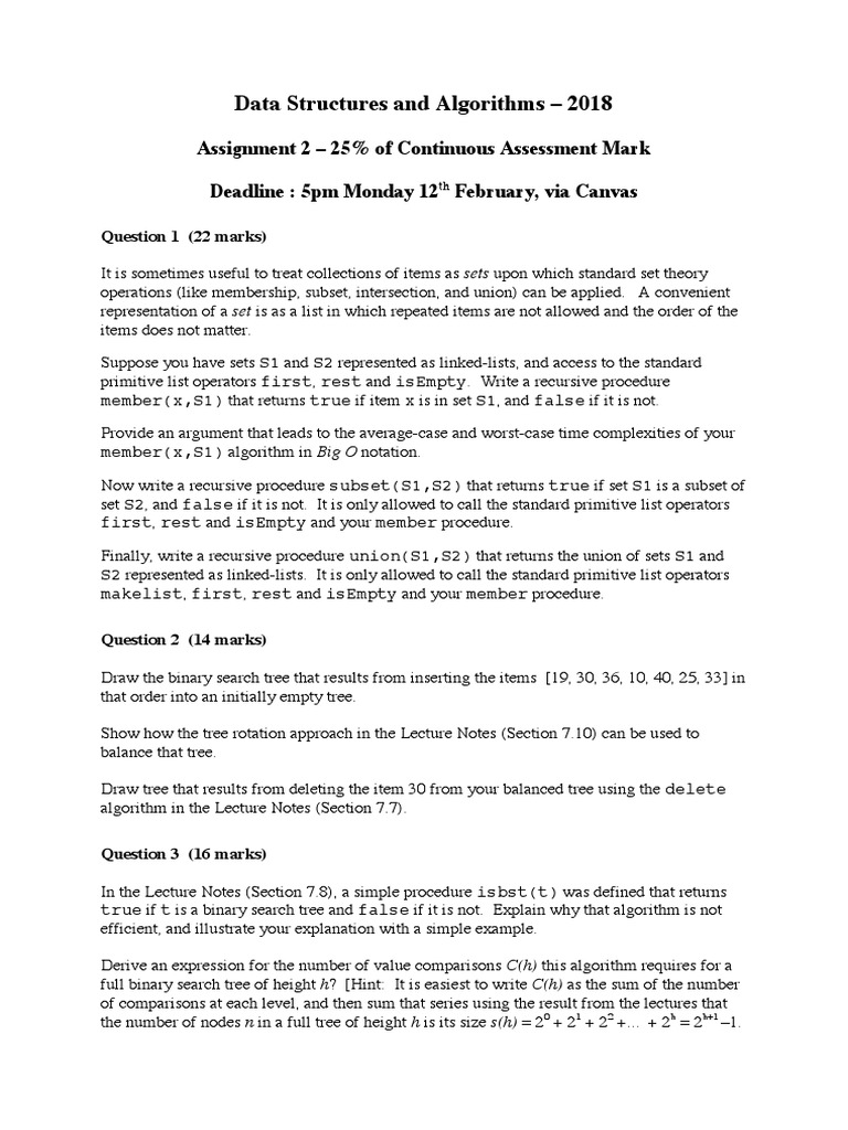 Data Structures and Algorithms - 2018 | PDF | Time Complexity | Computer Science