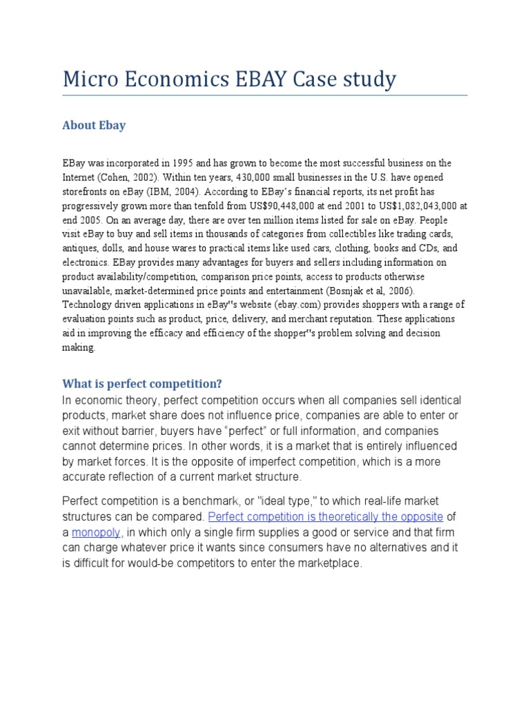 Micro Economics EBAY Case Study | PDF | Perfect Competition | Market (Economics)
