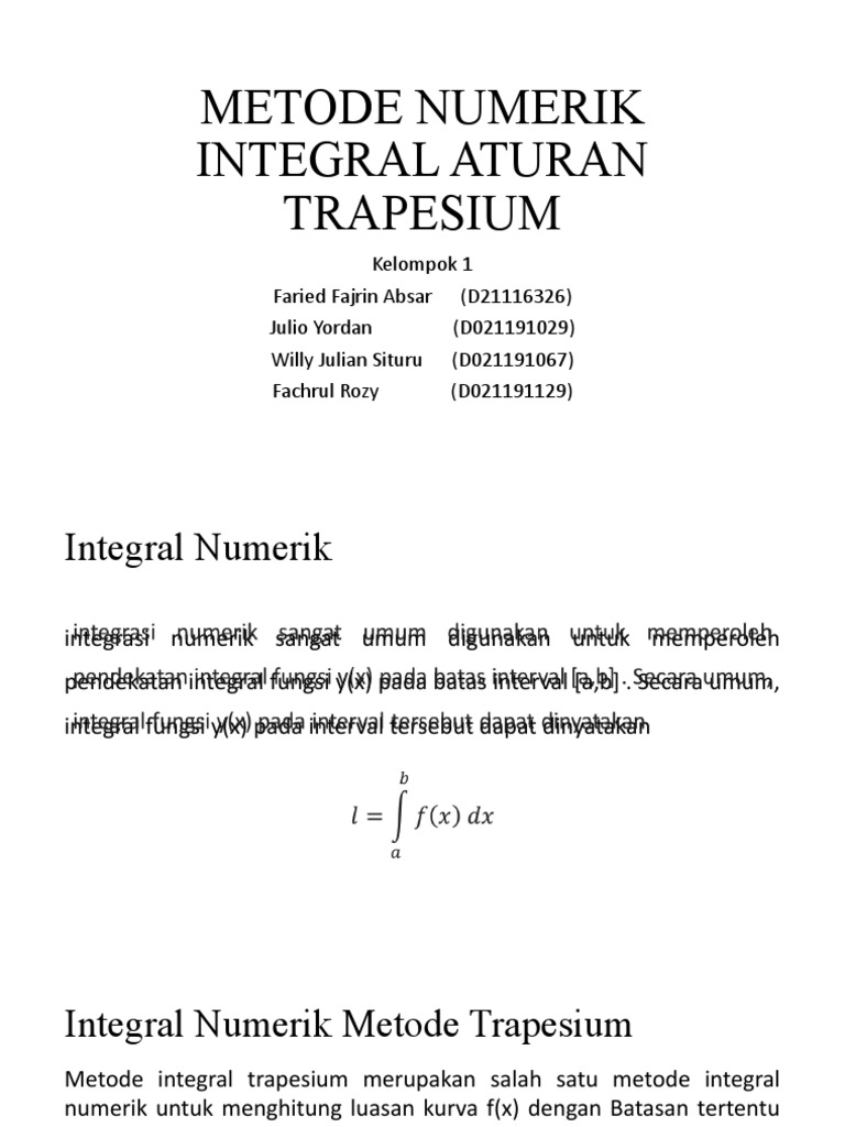 Metode Numerik Integral Aturan Trapesium | PDF