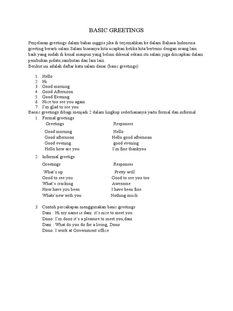 Basic Greetings | PDF