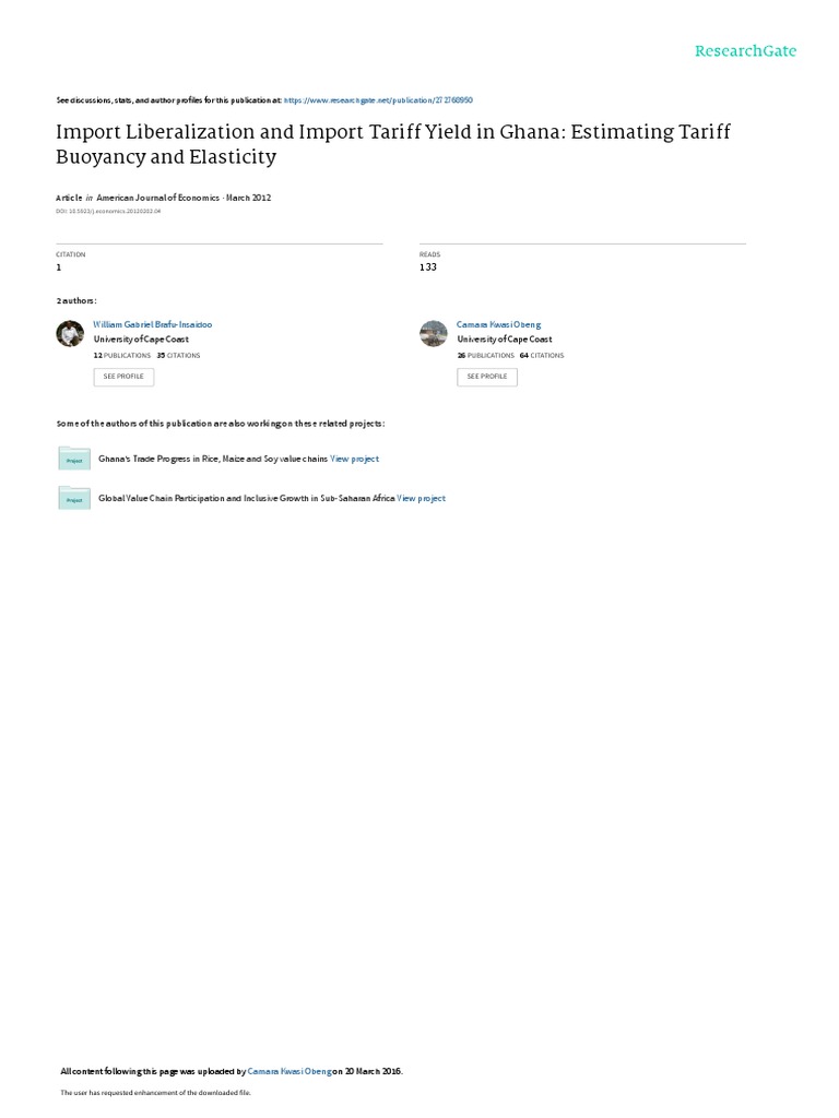 Import Liberalization and Import Tariff Yield in G | PDF | Taxes | Tariff