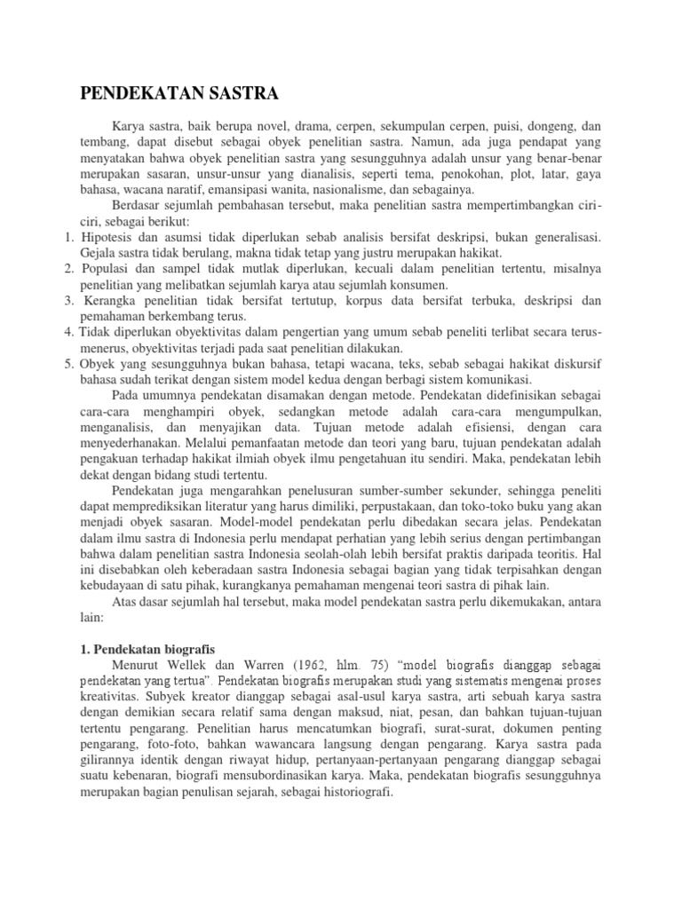 Pendekatan Sastra | PDF