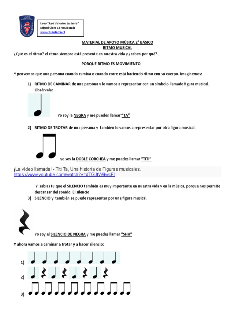 MATERIAL DE APOYO MÚSICA 2 Ritmo Musical | PDF