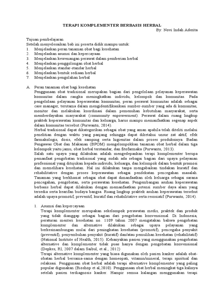 Terapi Komplementer Berbasis Herbal | PDF