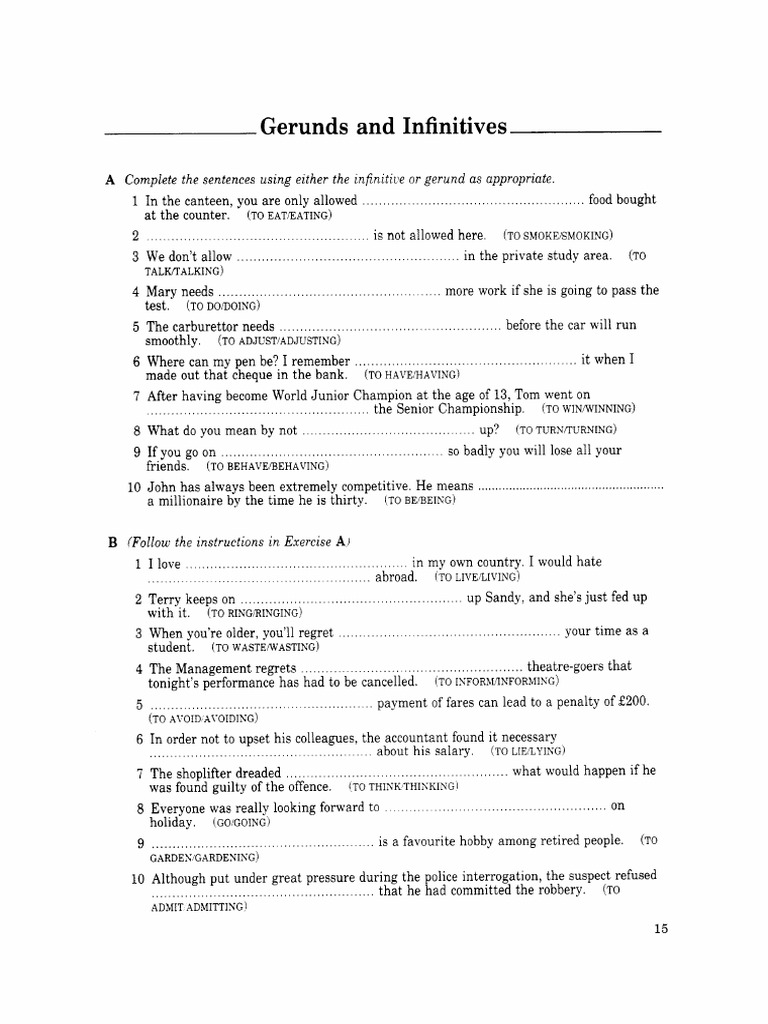 Gerunds Infinitives | PDF