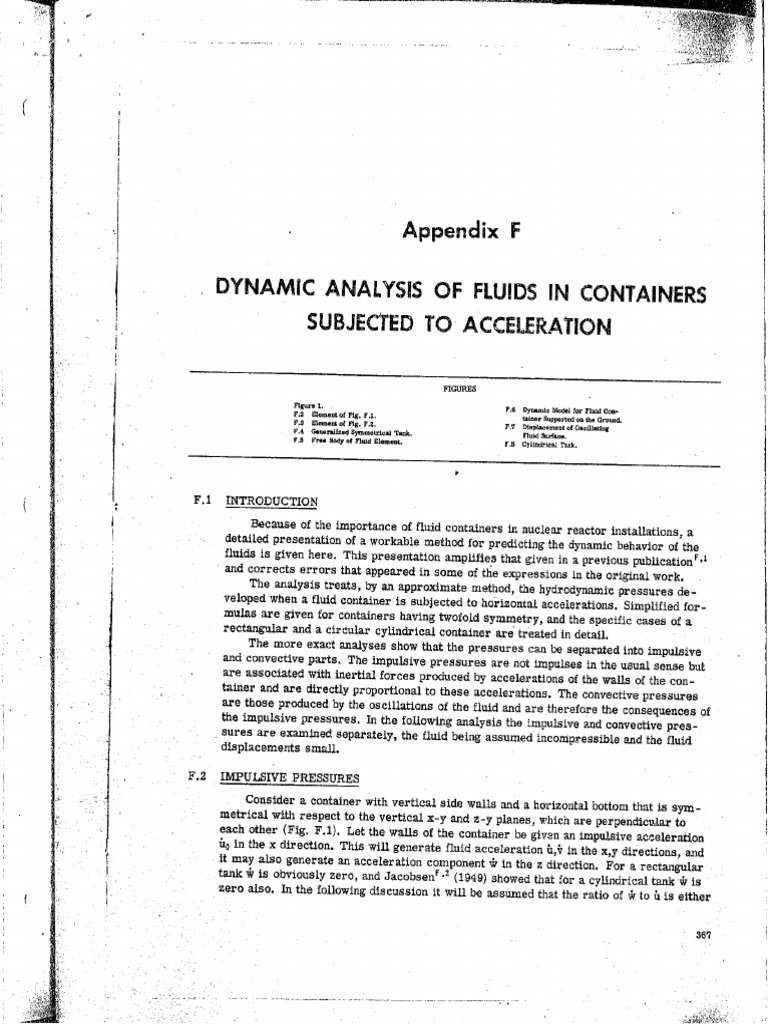 Appendix F Dynamic Analysis of Fluids in Containers Subjected To ...