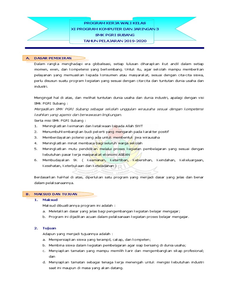 Proker Wali Kelas XI TKJ 3 | PDF