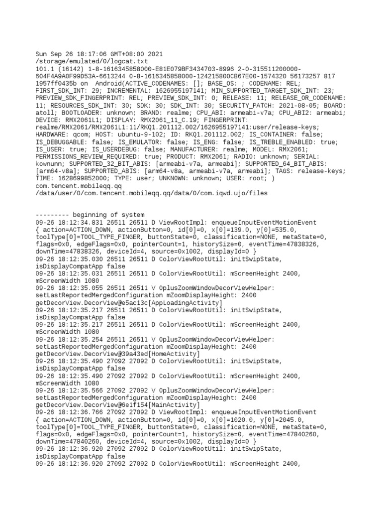 Logcat | PDF | Xml | Android (Operating System)