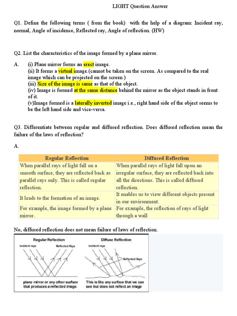 Regular Reflection Diffused Reflection | PDF | Eye | Optics