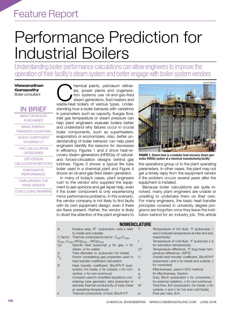 Performance Prediction For Industrial Boilers | PDF | Boiler | Steam
