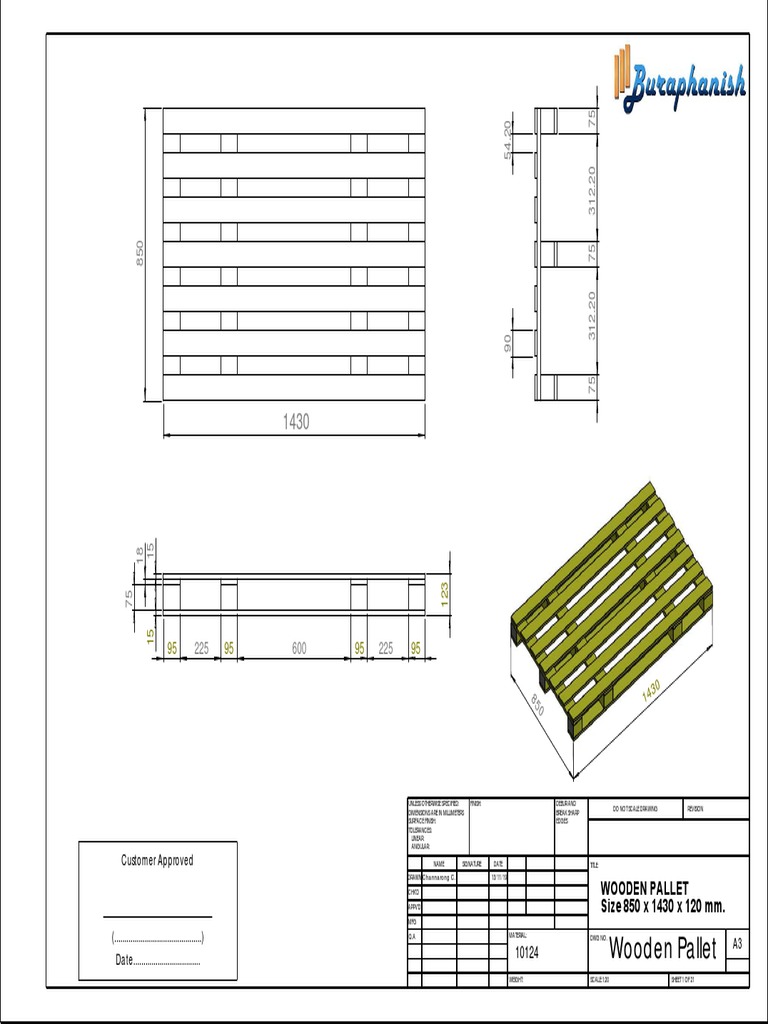 Wooden Pallet Technical Drawing | PDF | Mechanical Engineering