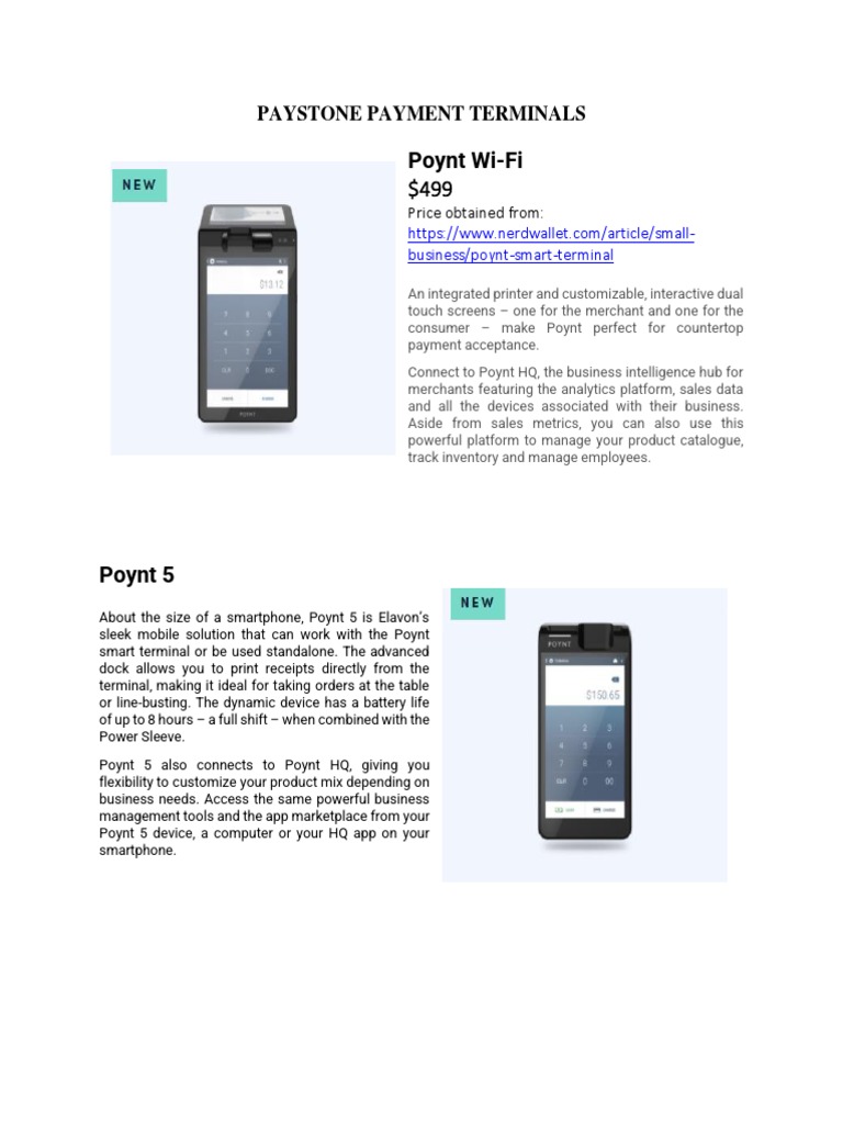 Paystone Payment Terminals | PDF | Smartphone | Point Of Sale