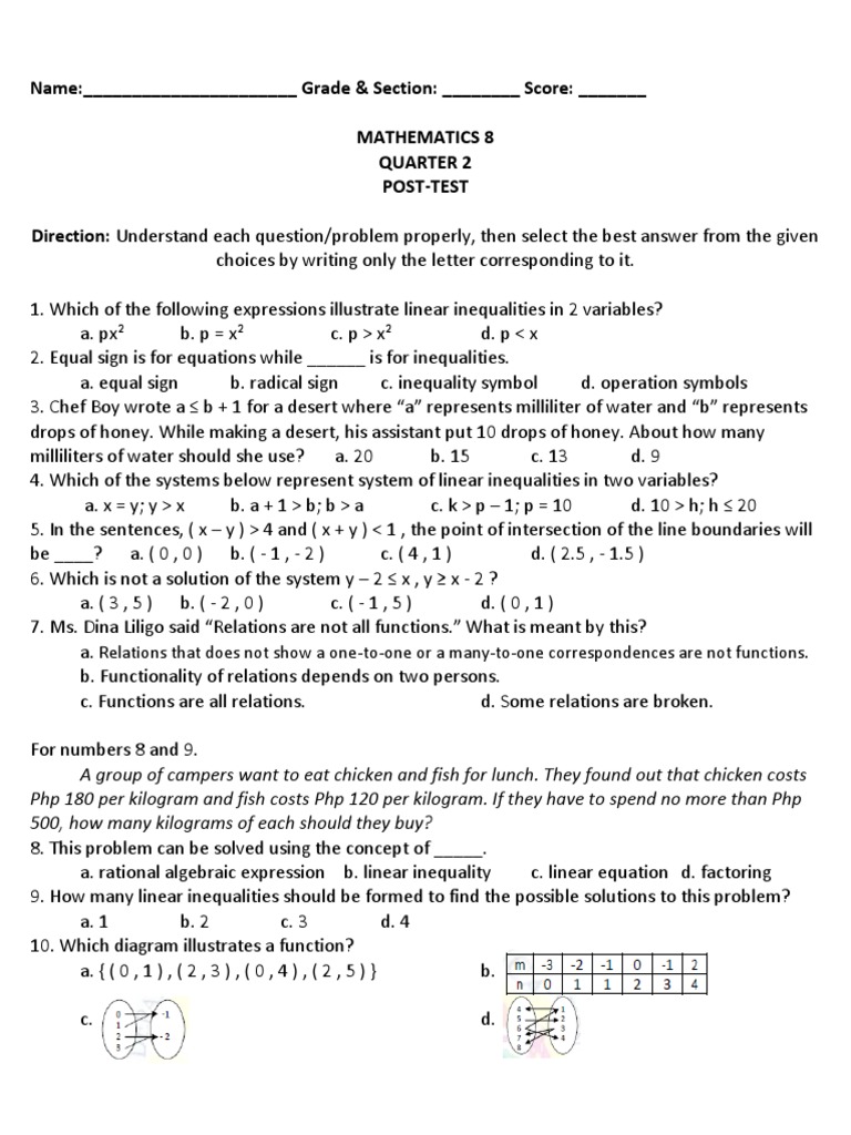 Quarter 2 Post-Test | PDF | Mathematical Proof | Deductive Reasoning