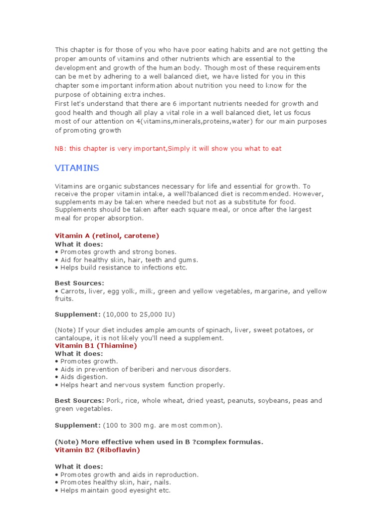 Vitamins: NB: This Chapter Is Very Important, Simply It Will Show You ...