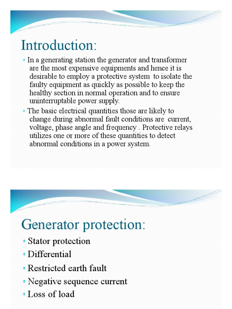 Alternator Protection PDF | PDF | Electric Generator | Relay