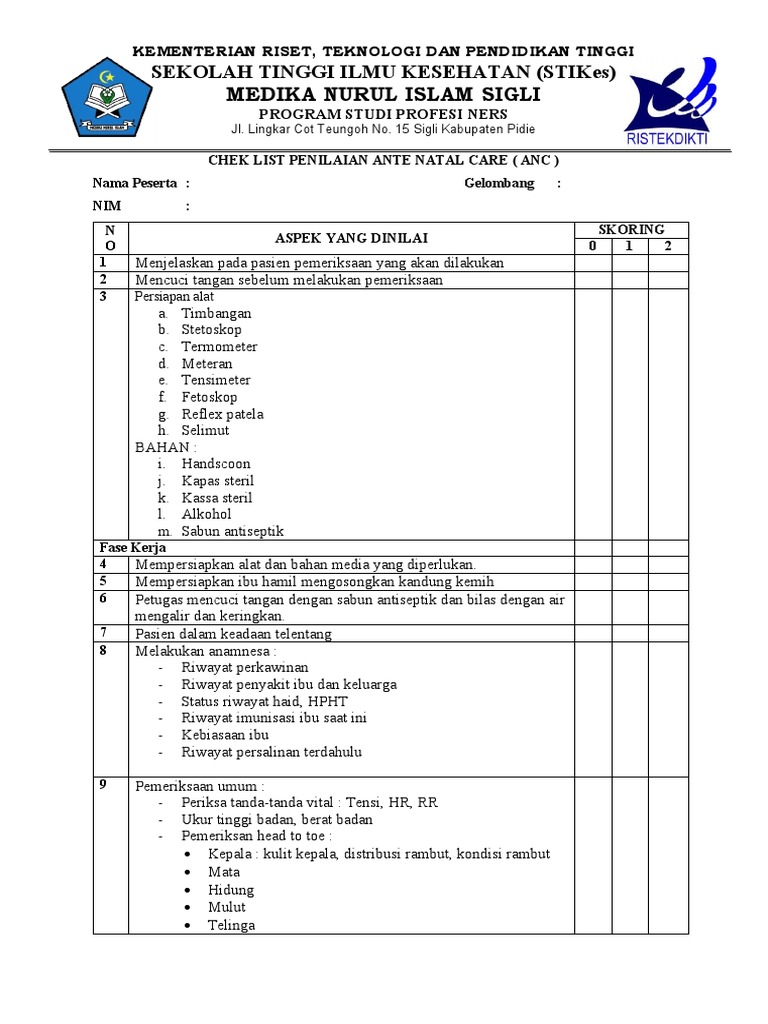 Form Penilaian Anc | PDF