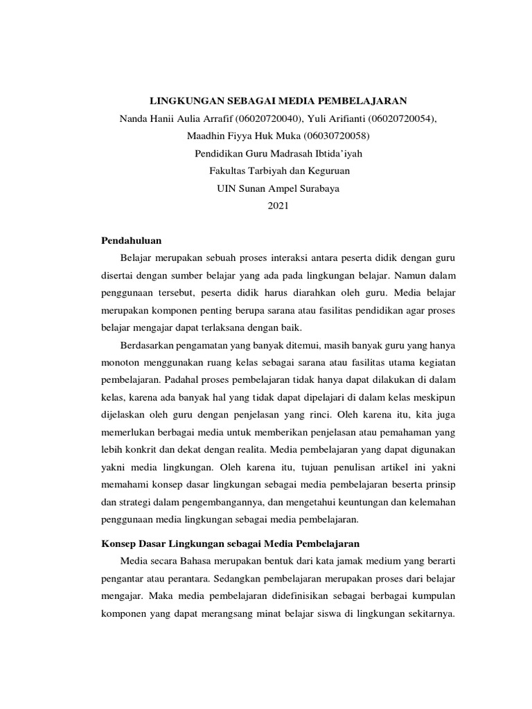 Kel. 4 Lingkungan Sebagai Media Pembelajaran | PDF | Sains & Matematika