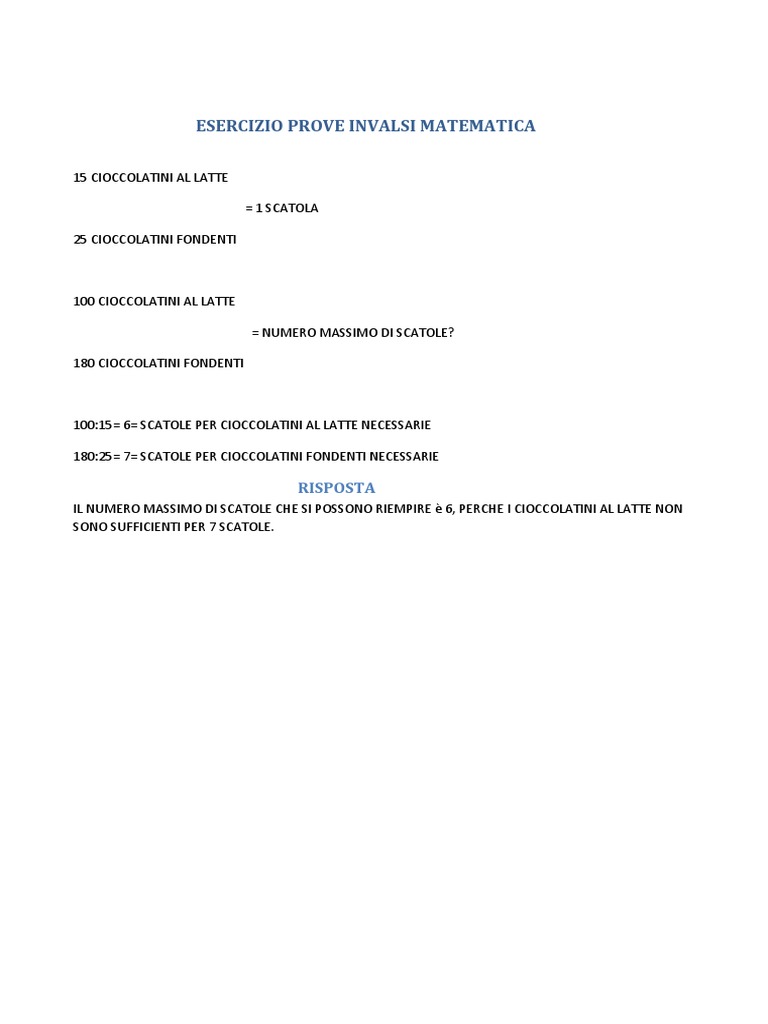 Esercizio Prove Invalsi Matematica | PDF