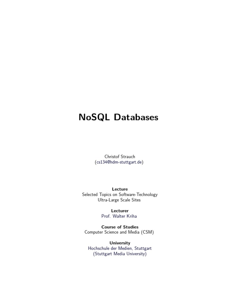 Nosqldbs | PDF | No Sql | Databases