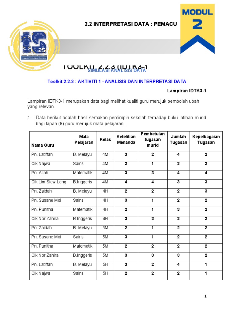 Toolkit 2.2.3 - Simulasi Analisis Data | PDF