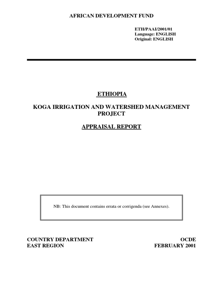 Ethiopia Koga Irrigation Project Report | PDF | Agriculture | Food Security