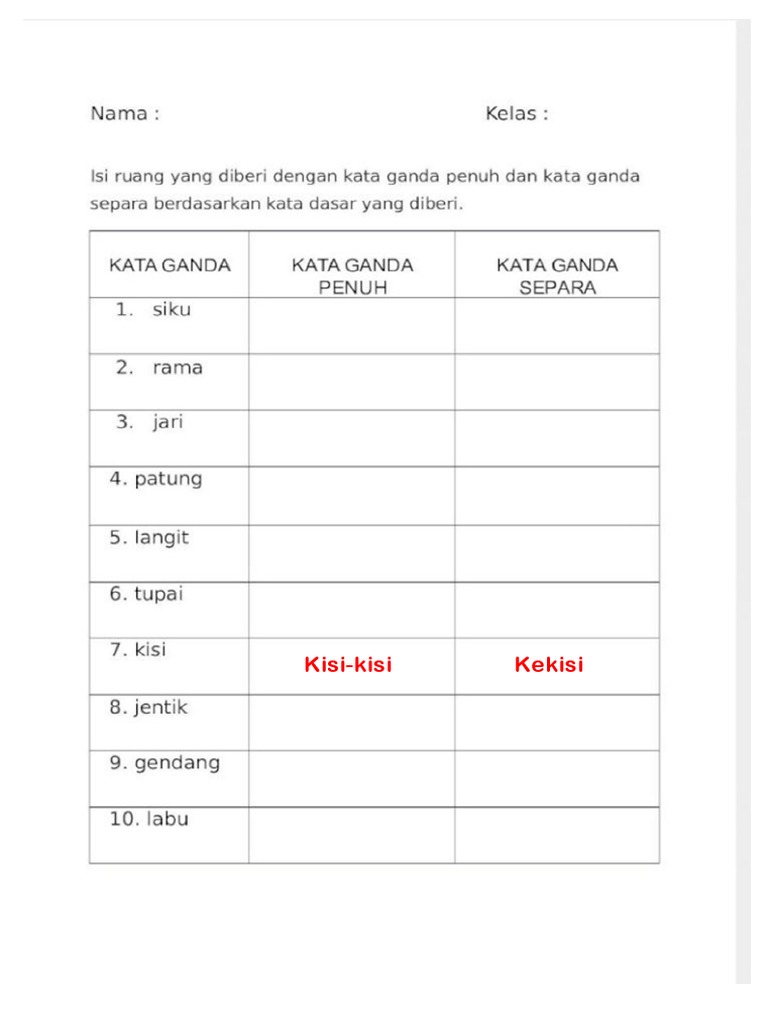 Latihan Kata Ganda Separa | PDF