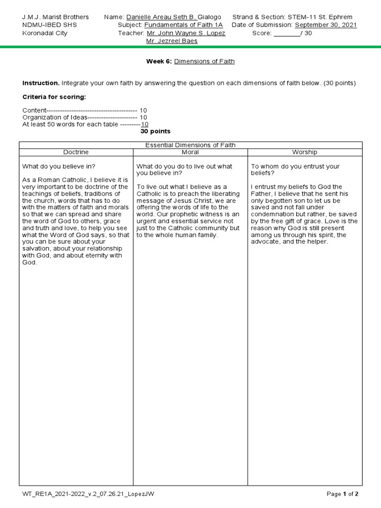 Week+6+ +Dimensions+of+Faith+Integration | PDF | Faith | Grace In ...
