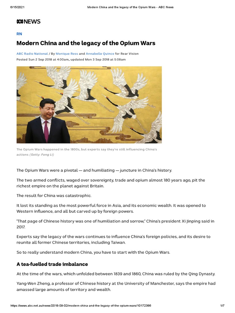 Modern China and The Legacy of The Opium Wars - ABC News | PDF | China ...
